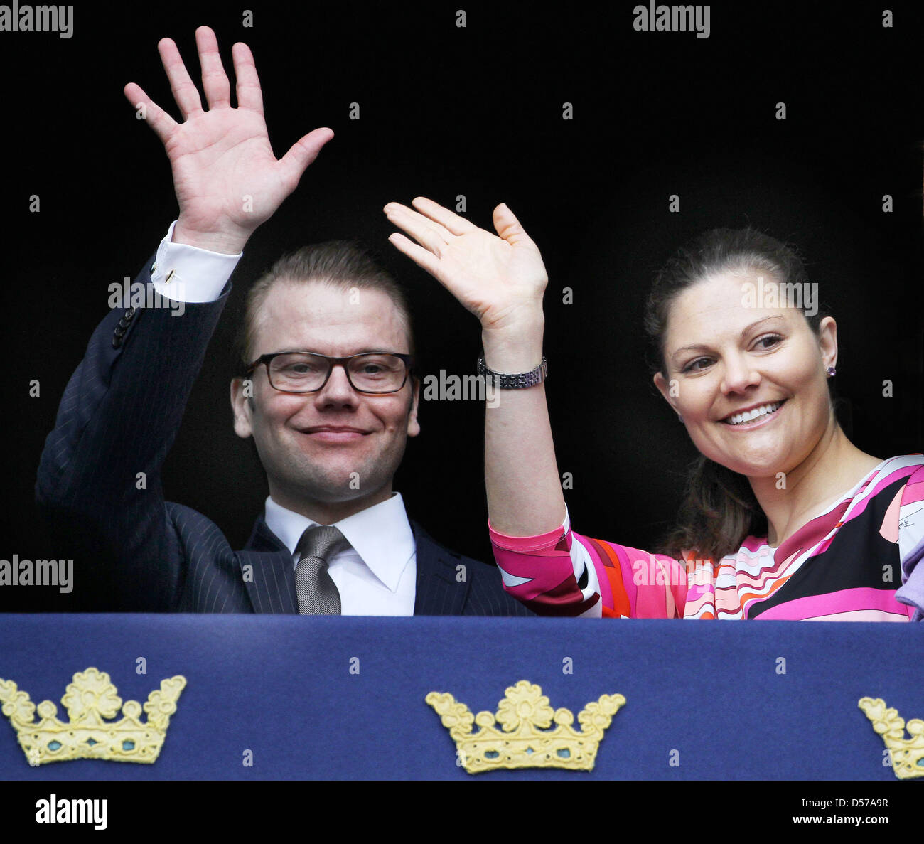 Crown Princess Victoria and her fiancee Daniel Westling celebrating the ...