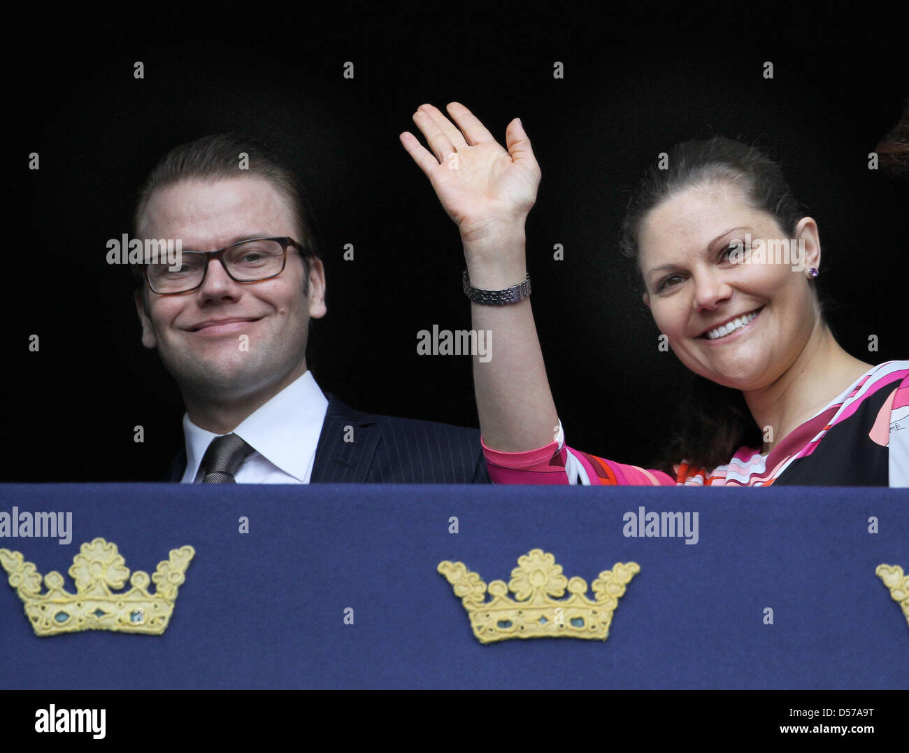 Crown Princess Victoria and her fiancee Daniel Westling celebrating the ...