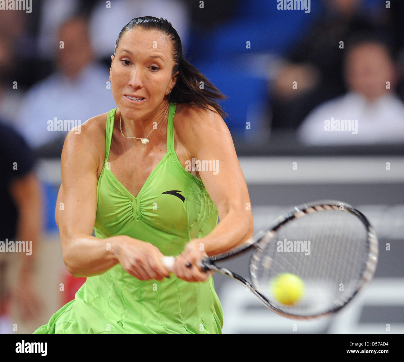 Serbian Jelena Jankovic hits the ball in her quarter final match ...