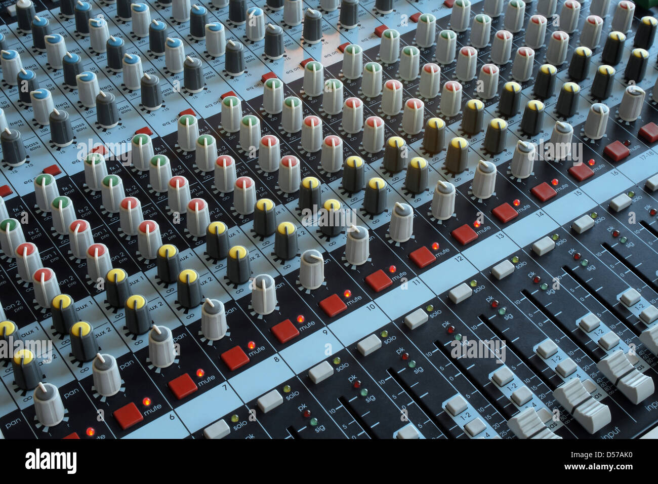 Professional mixing console for audio recording. Music studio Stock ...