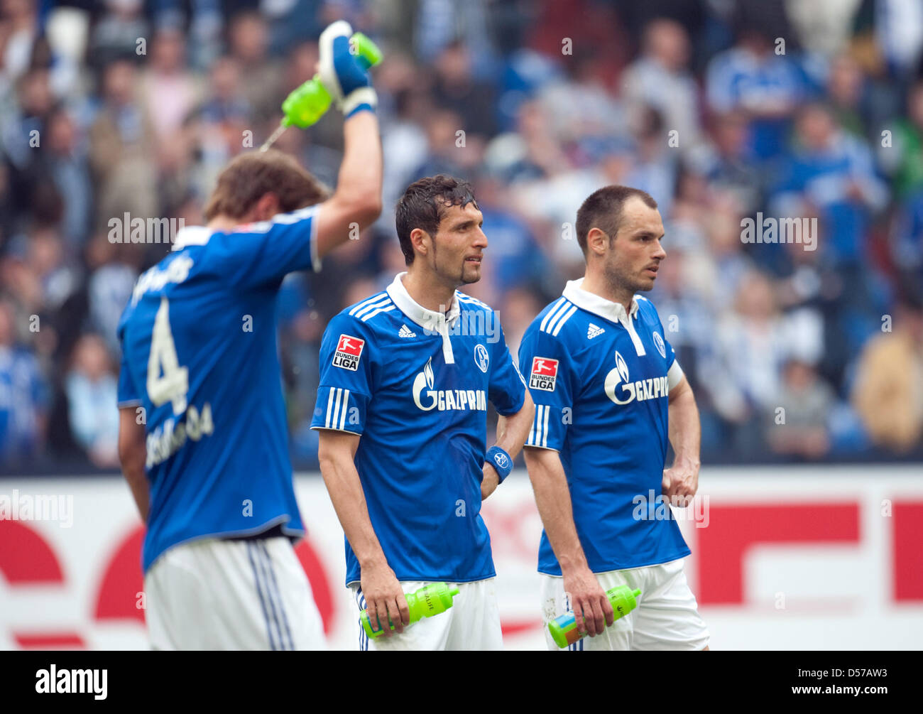 Schalke's Benedikt Hoewedes, Kevin Kuranyi and Heiko Westermann (L-R ...