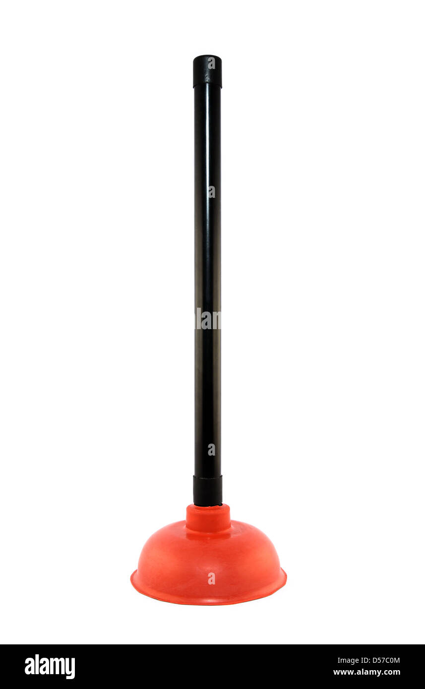 New red plunger, isolated on white background Stock Photo - Alamy