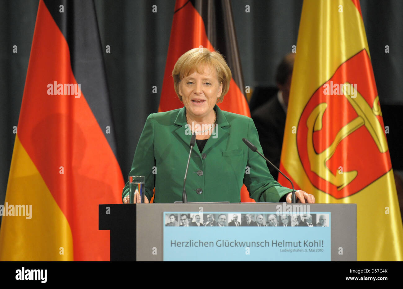 German Chancellor Angela Merkel delivers a speech at the celebrations ...