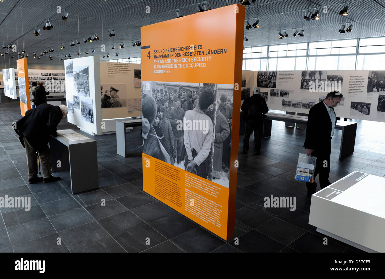 Visitors to an exhibition of Topography of Terror museum in Berlin ...