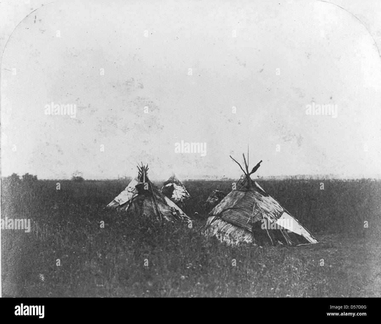A photograph of tents set up on the prairie near the Red River ...