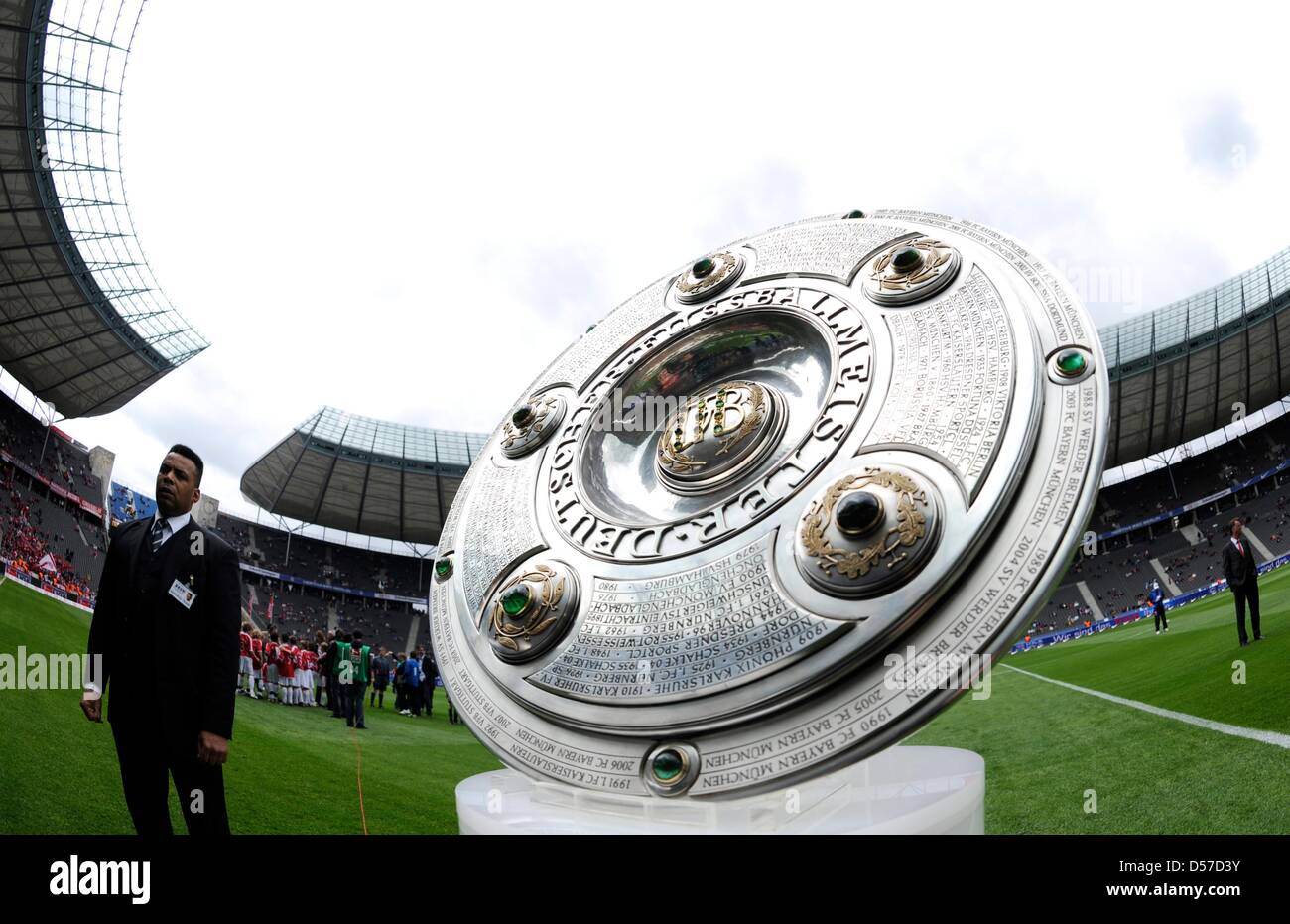 The trophy for the German Championship ahead of German Bundesliga match ...