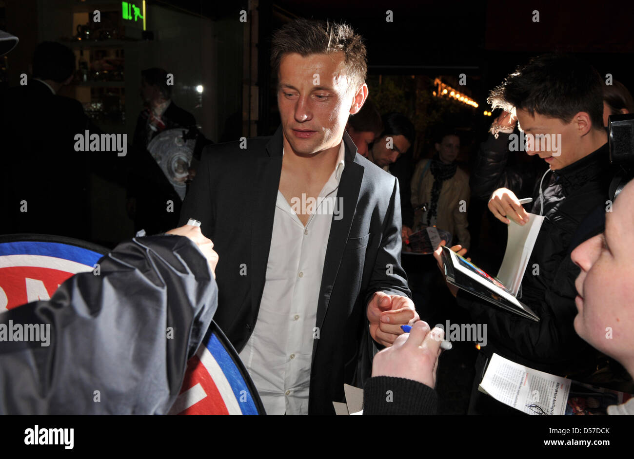 Bayern Munich's Ivica Olic arrives for the party to celebrate winning ...