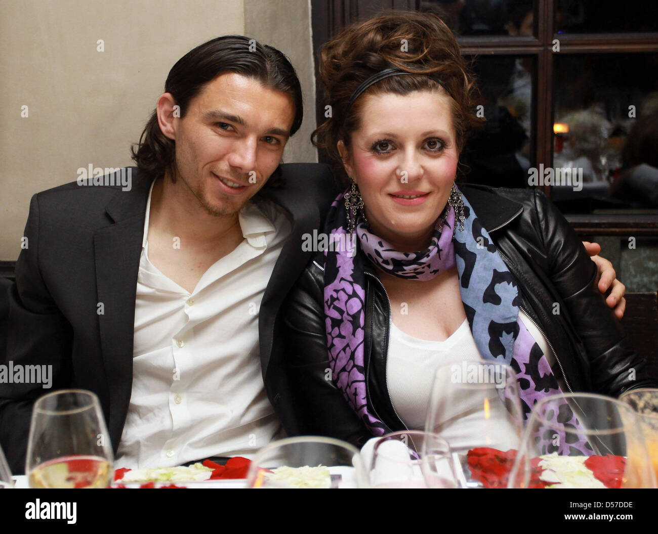 Bayern Munich's Danijel Pranjic (L) and his wife Vlatka smile at the ...