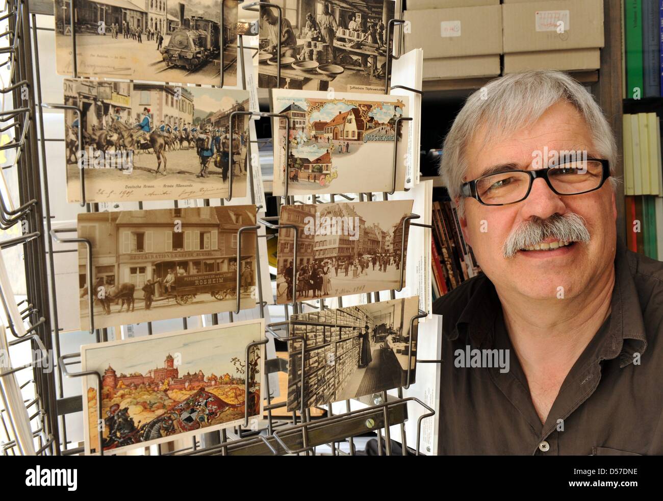 Vincent Kaufmann, collector of historical postcards, in his shop in ...