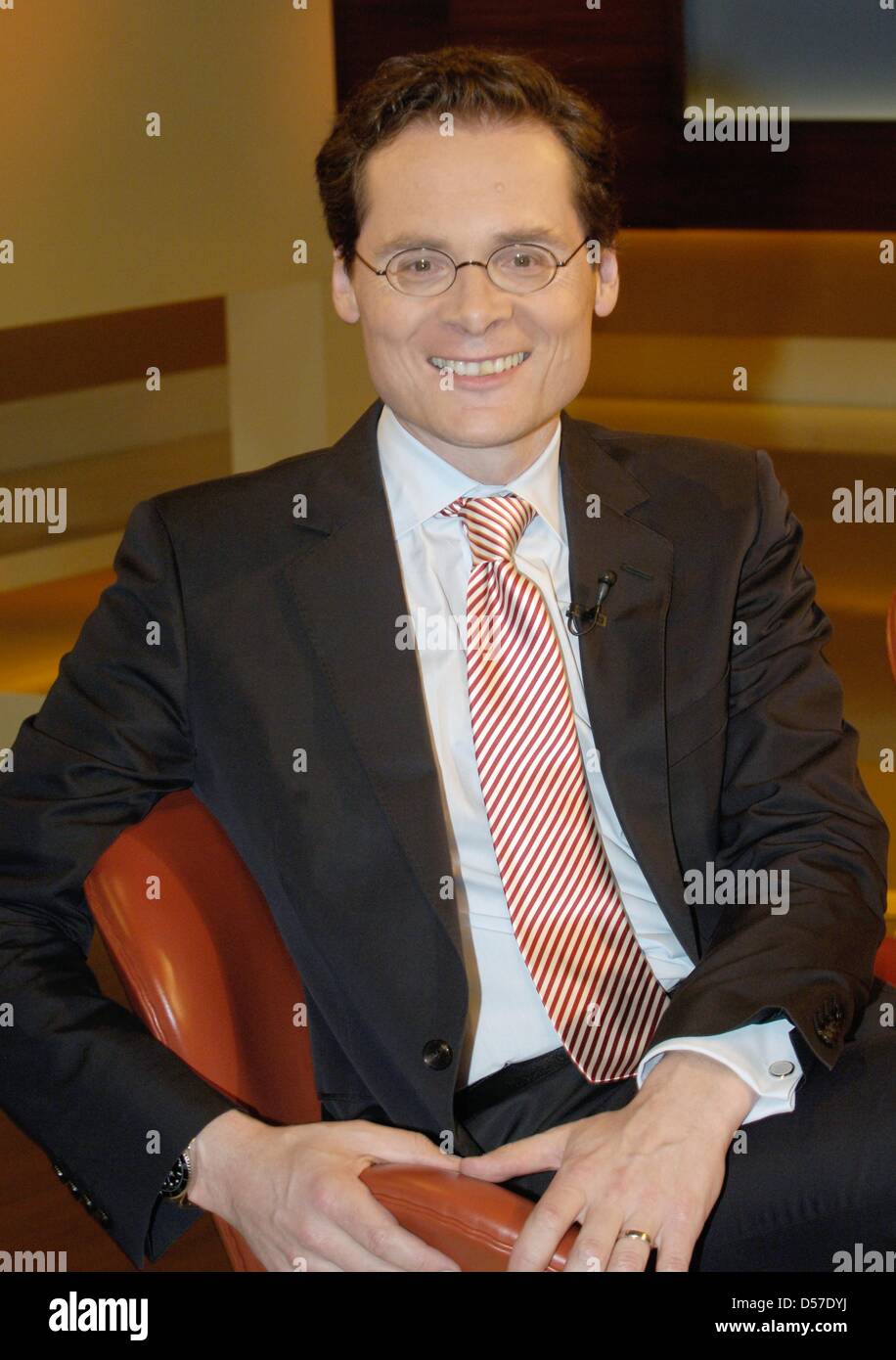 Swiss publicist Roger Koeppel smiles during TV panel programme 'Anne ...