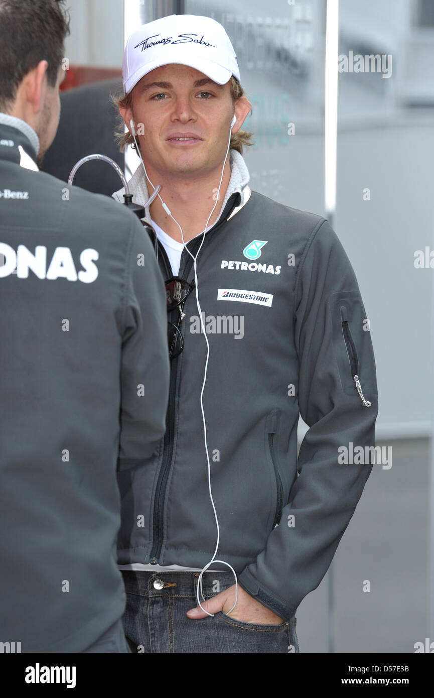 German driver Nico Rosberg of Mercedes GP at Circuit de Catalunya race ...