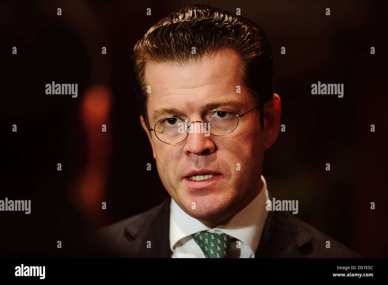 German Defence Minister Karl-Theodor zu Guttenberg talks to journalists ...