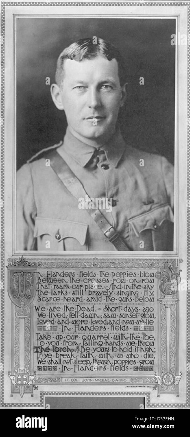 A 1925 memorial tribute to John McCrae commemorates his legacy as a ...