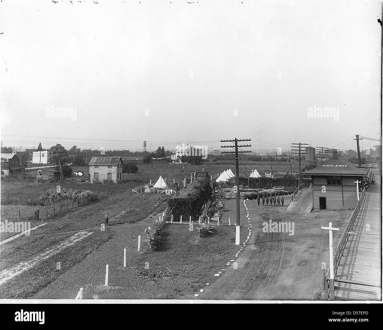 A 1918 photograph of an Army picket guard at the Highlands station in ...