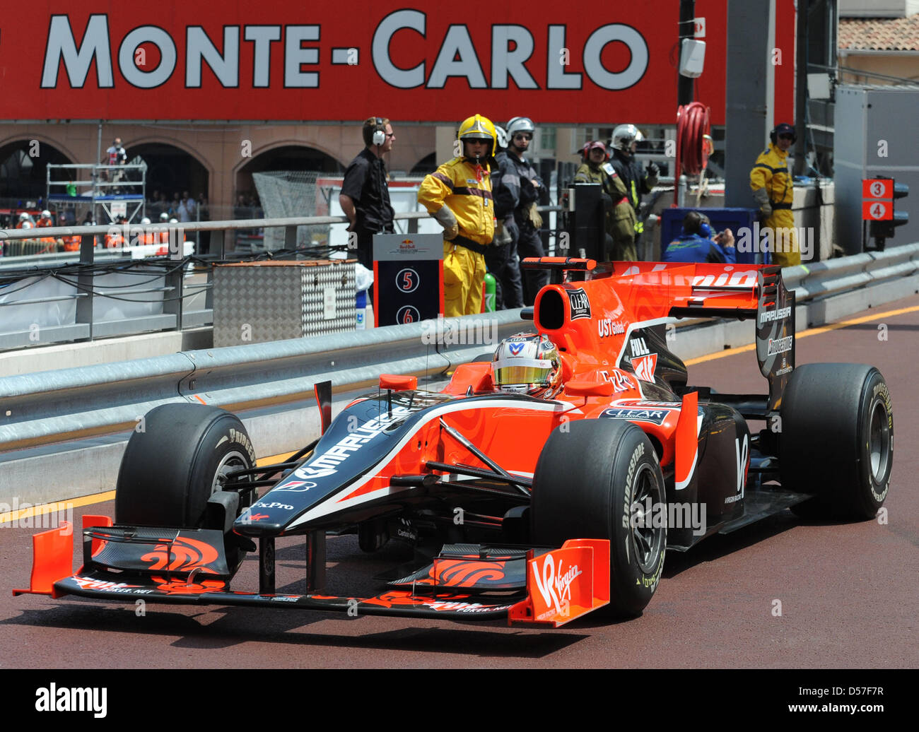 German driver Timo Glock of Virgin Racing steers his car during ...