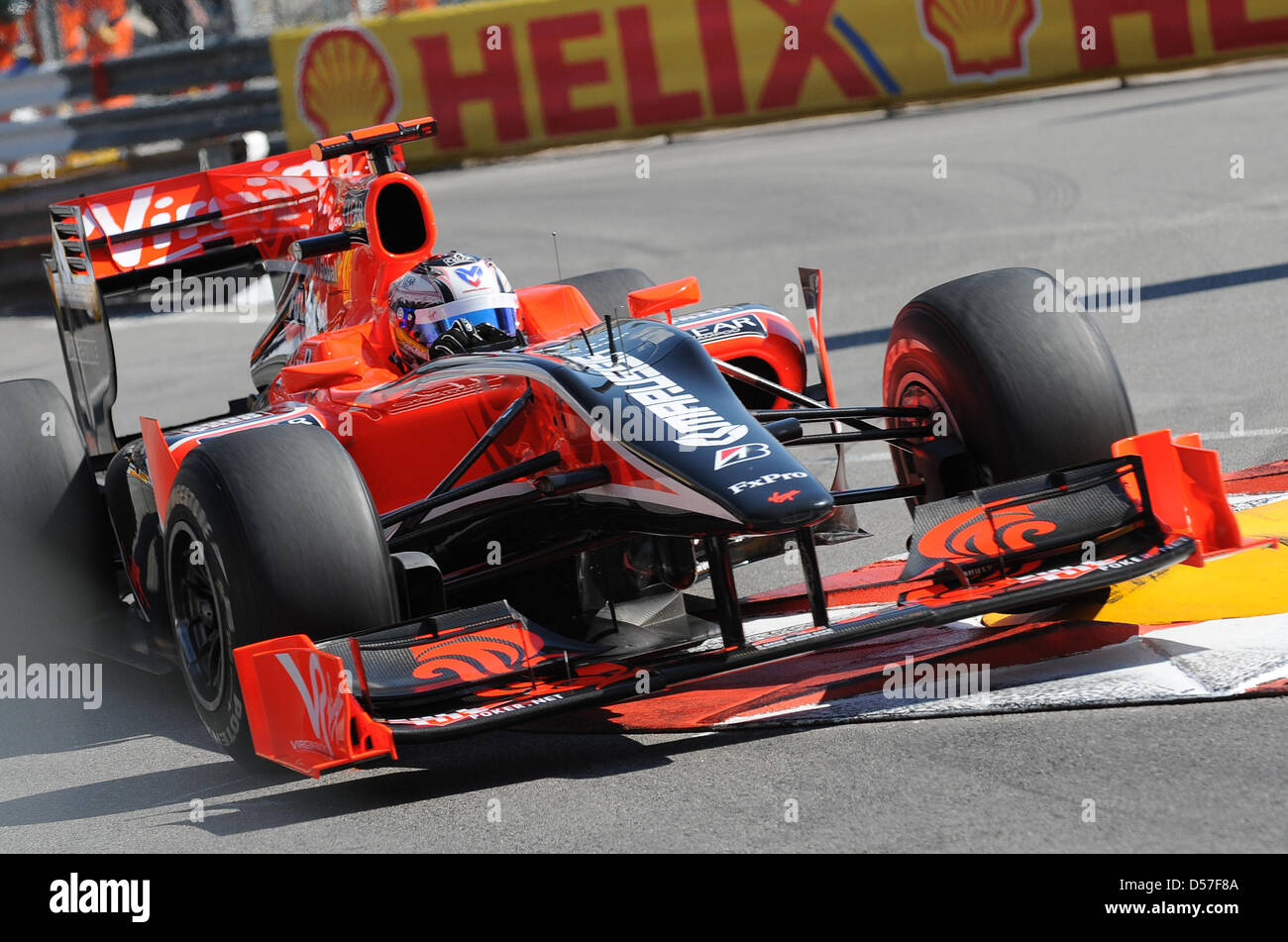 German driver Timo Glock of Virgin Racing steers his car during ...