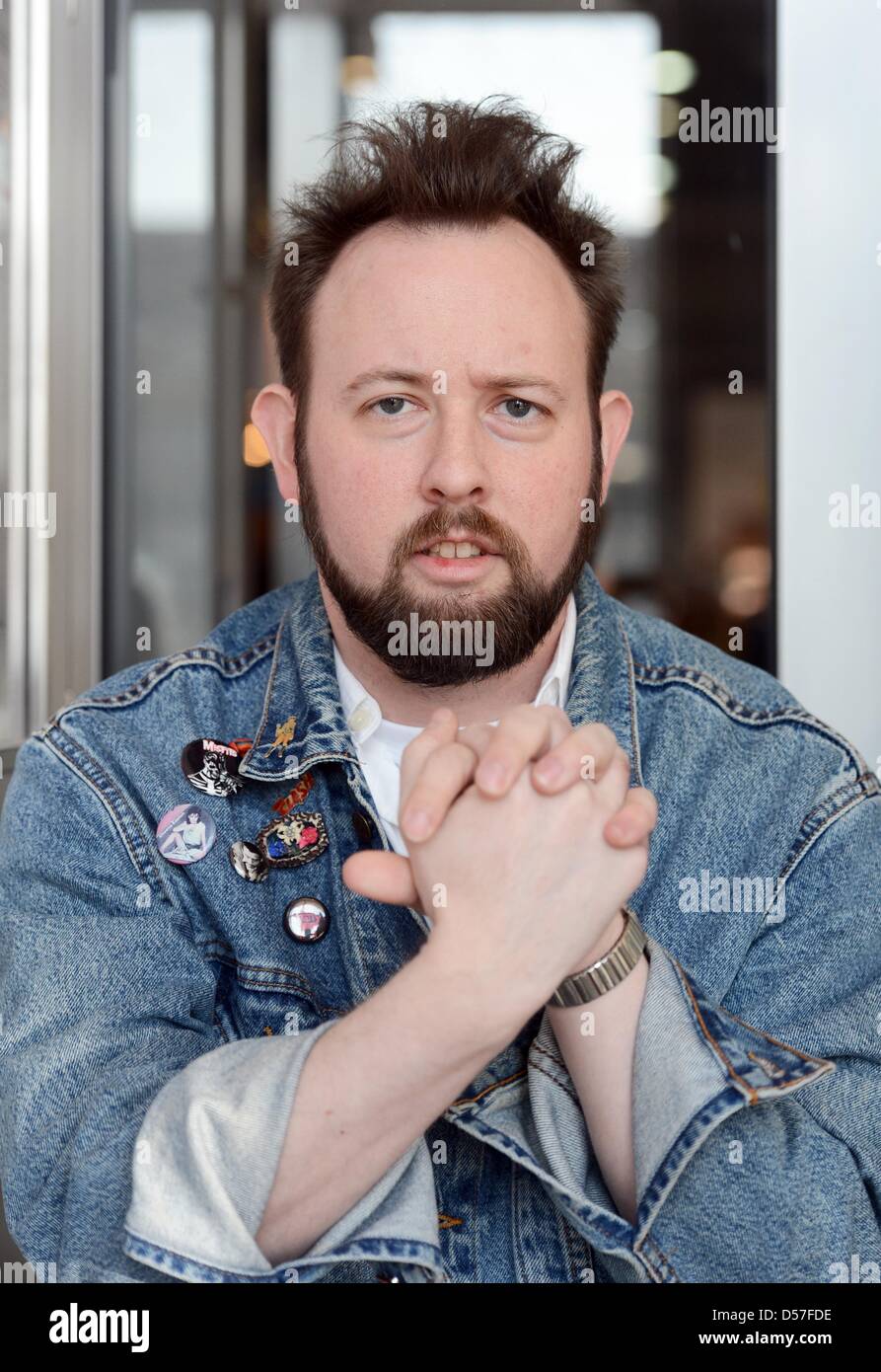 American author Joey Goebel poses at the book fair in Leipzig, Germany ...