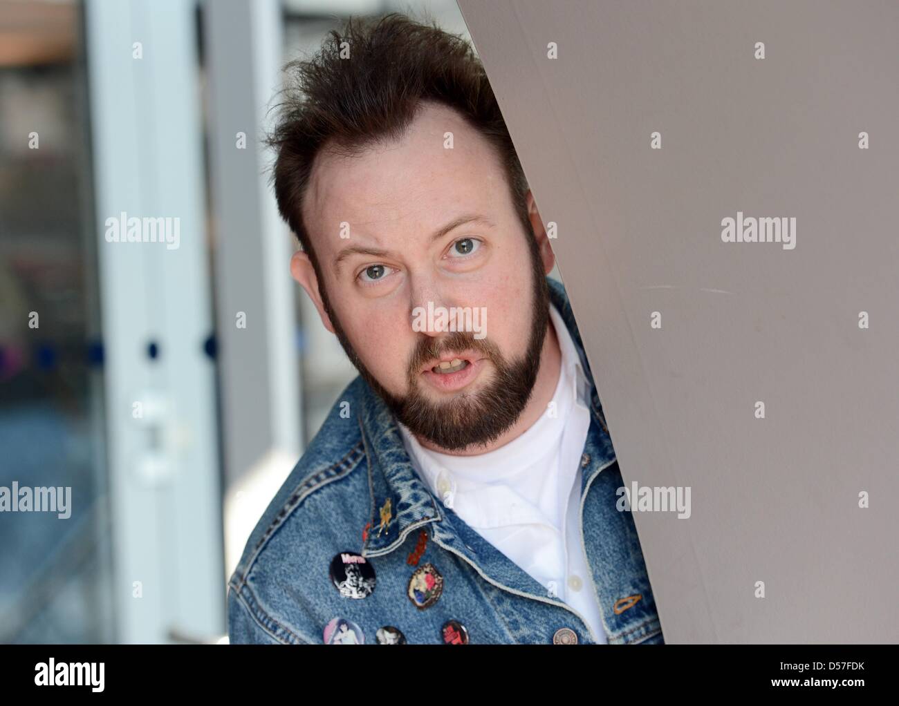 American author Joey Goebel poses at the book fair in Leipzig, Germany ...