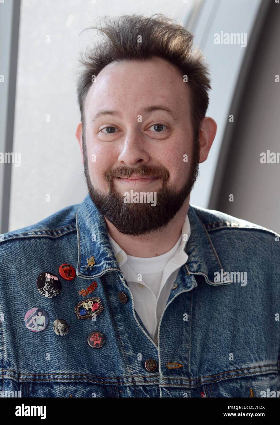 American author Joey Goebel poses at the book fair in Leipzig, Germany ...