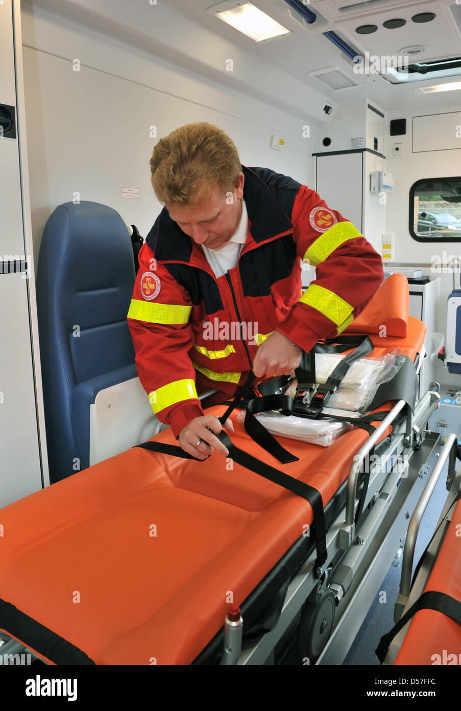 A paramedic of the Workers' Samaratian Fedferation Germany ASB ...