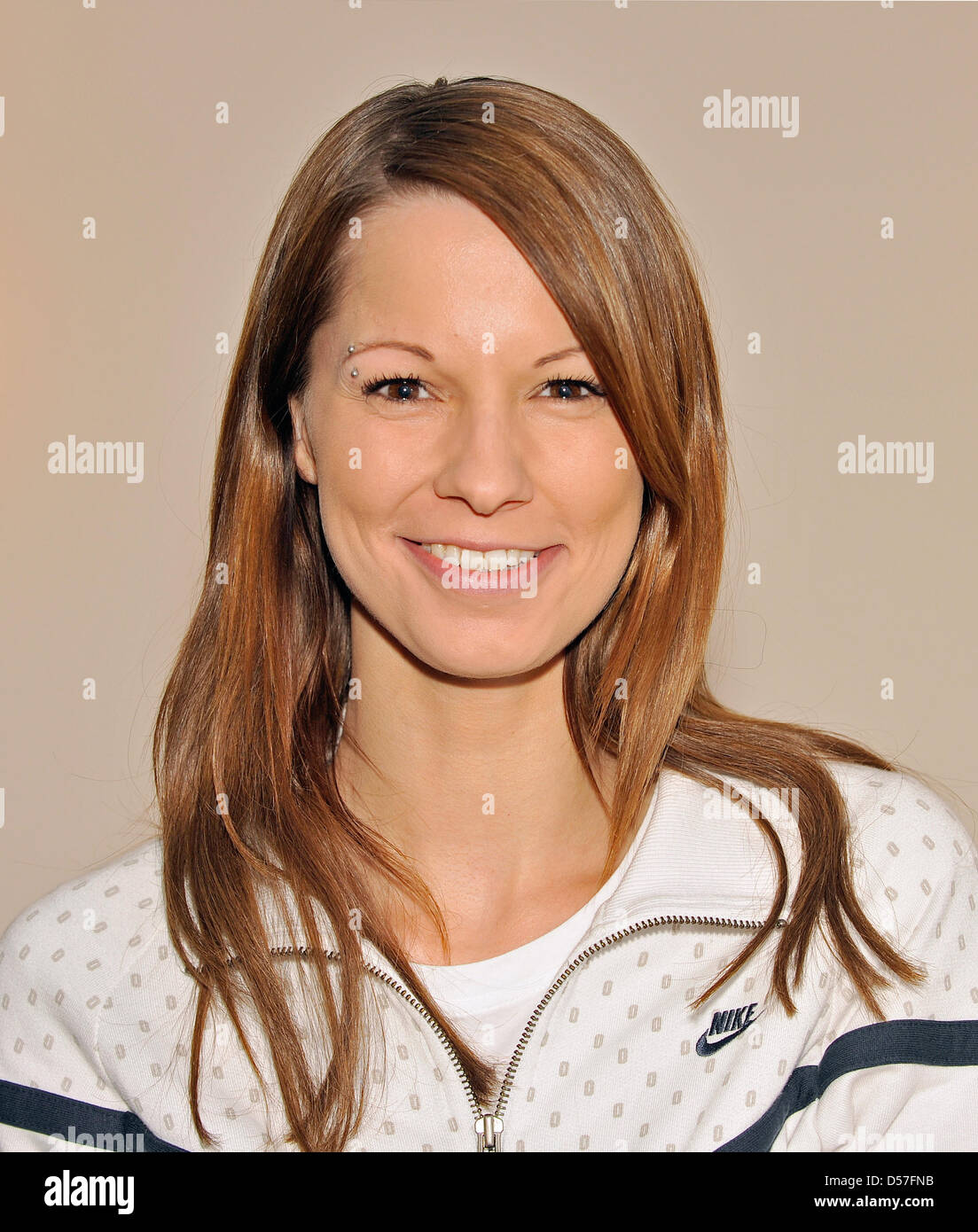 Austrian singer Christina Stuermer smiles in Munich, Germany, 14 May ...