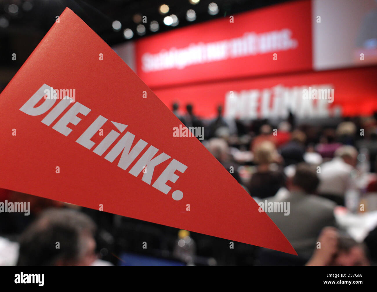 The party's logo at the federal party congress of The Left party in ...