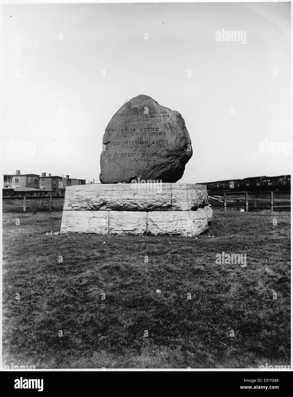 A commemorative stone marking the deaths of 6000 immigrants in Point St ...