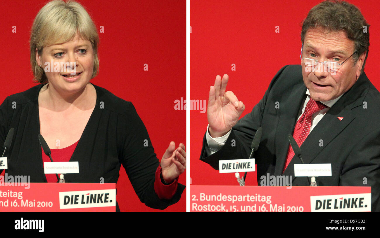 Designated joint chairmen Gesine Loetzsch (L) and Klaus Ernst (R ...