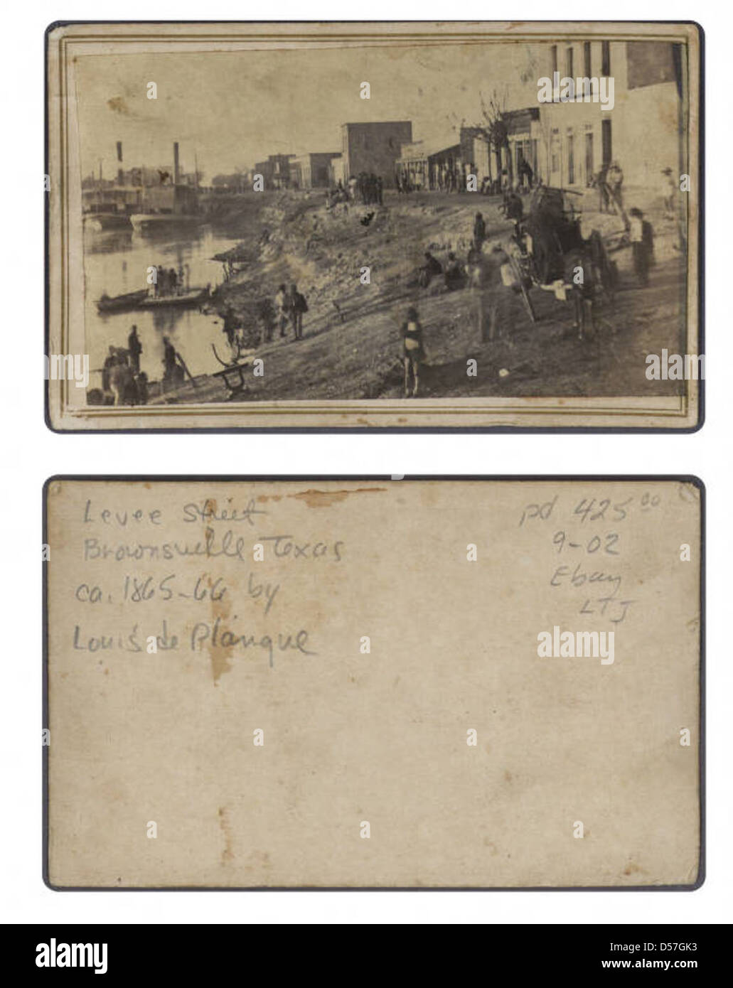 A photograph taken in 1865, showing Levee Street in Brownsville, Texas ...