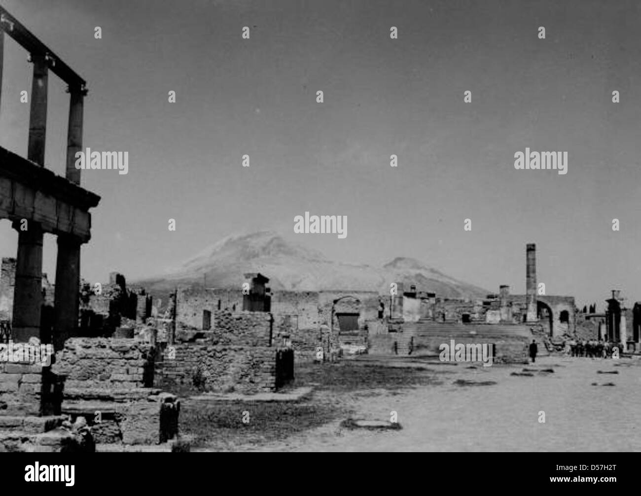 This photograph from 1944 shows the ruins of Pompeii with Mount ...