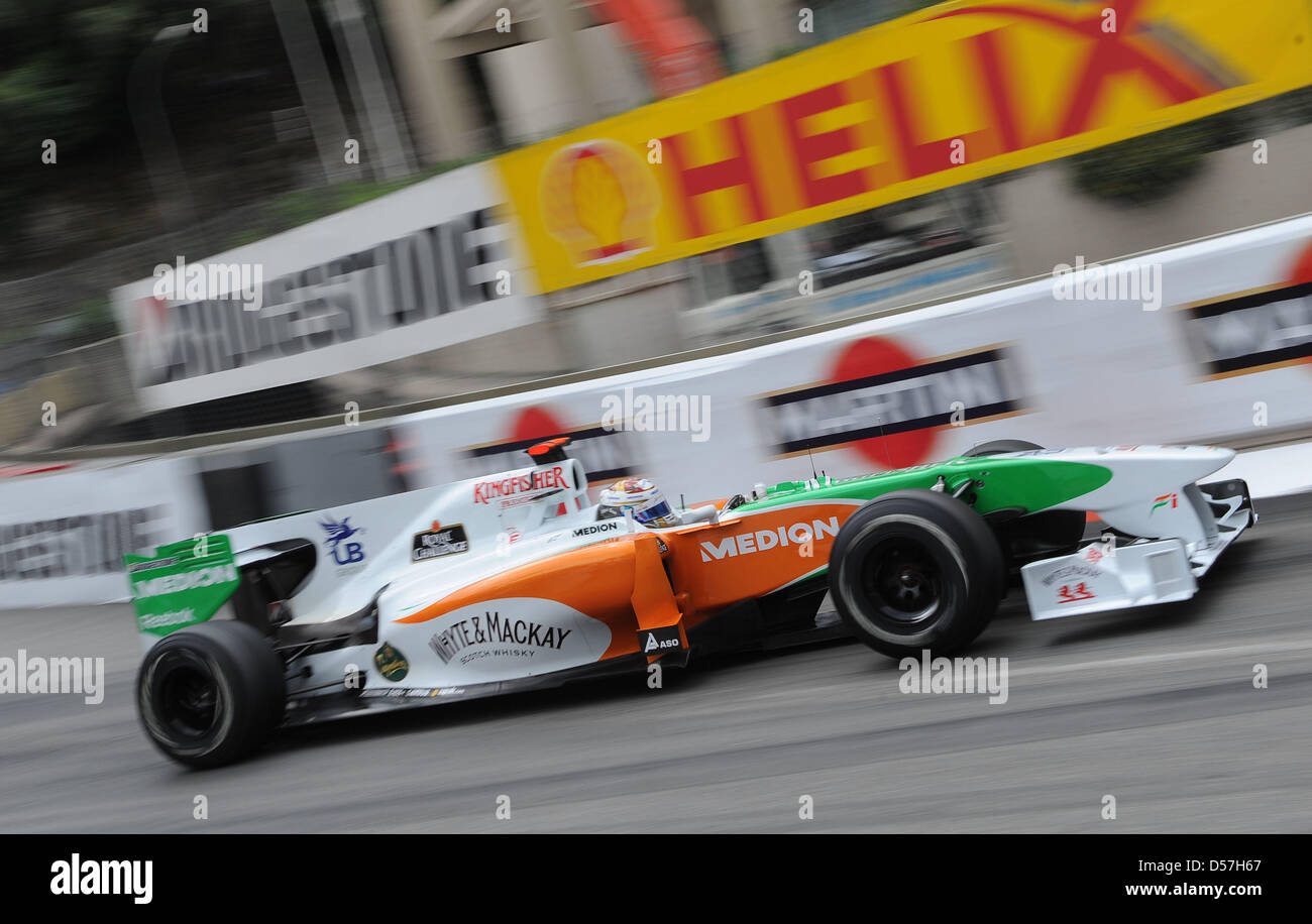 German driver Adrian Sutil of Force India enters a turn during the 2010 ...