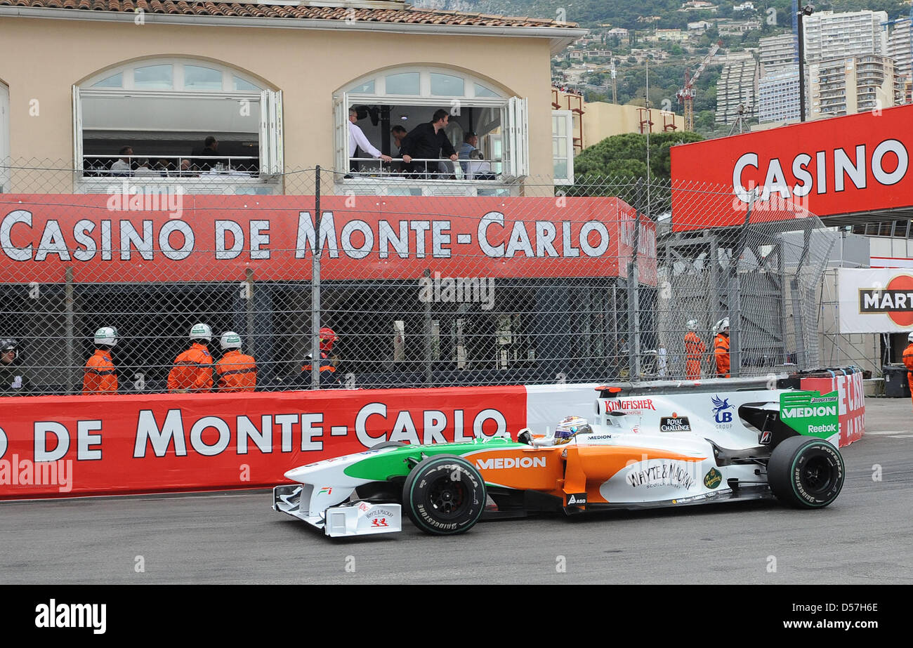 German driver Adrian Sutil of Force India comes through La Rascasse ...