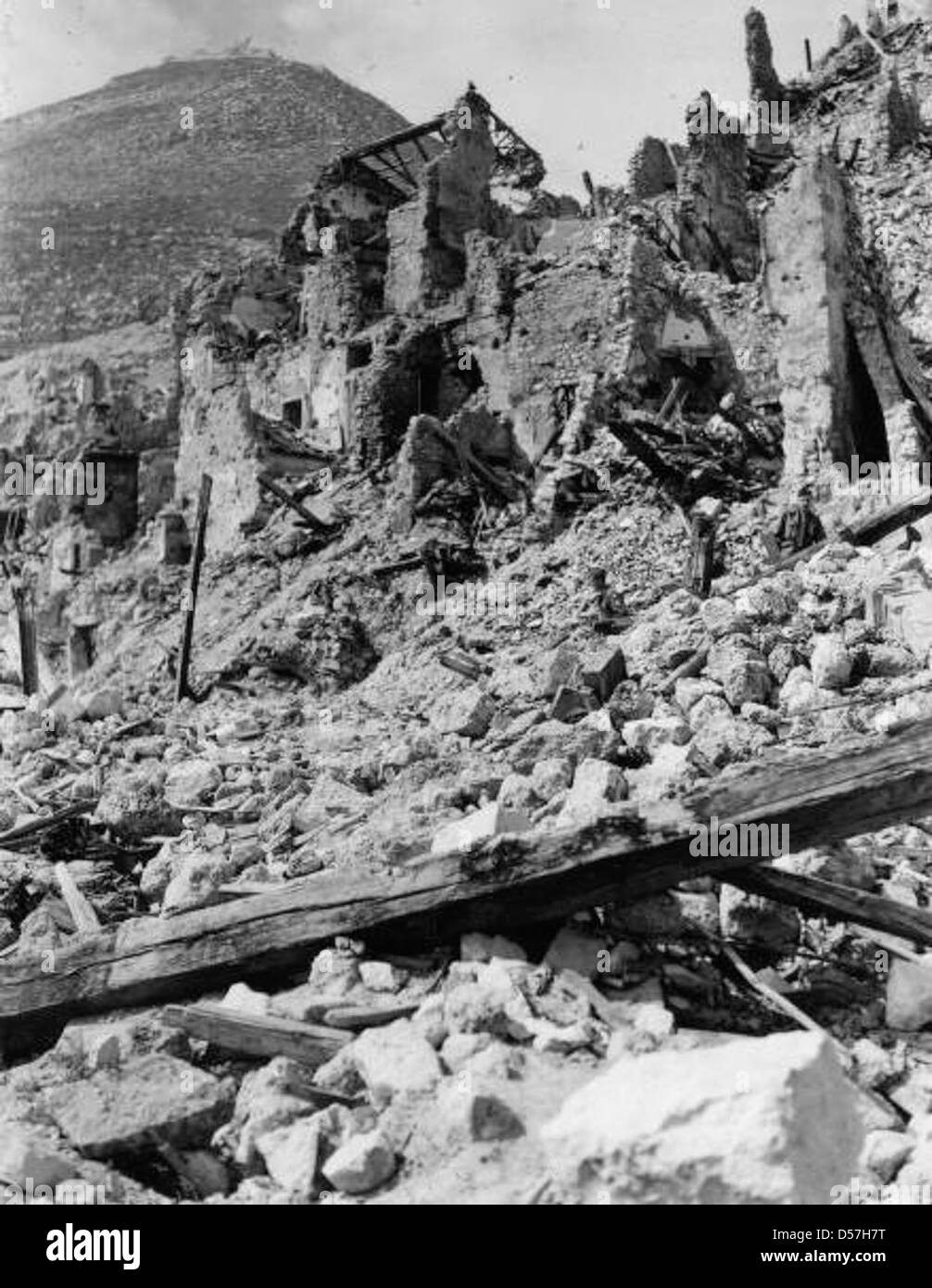 A historical image depicting the Battle of Monte Cassino in 1944, Italy ...