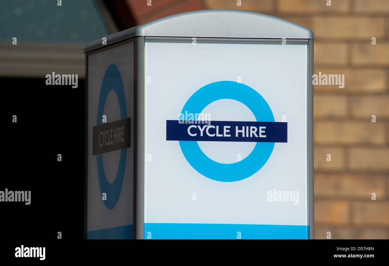 Sign showing bicycles available for hire under the Barclays cycle hire ...