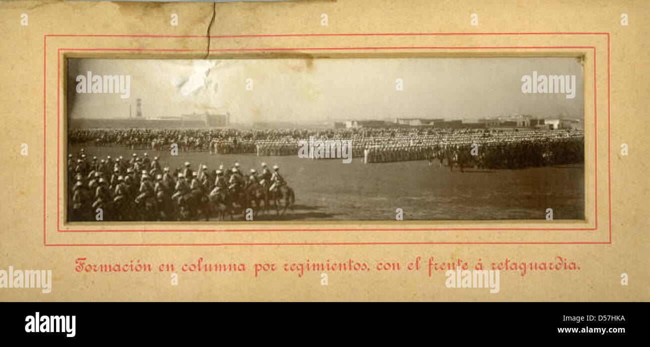 A photograph depicting Mexican soldiers forming regiments during the ...