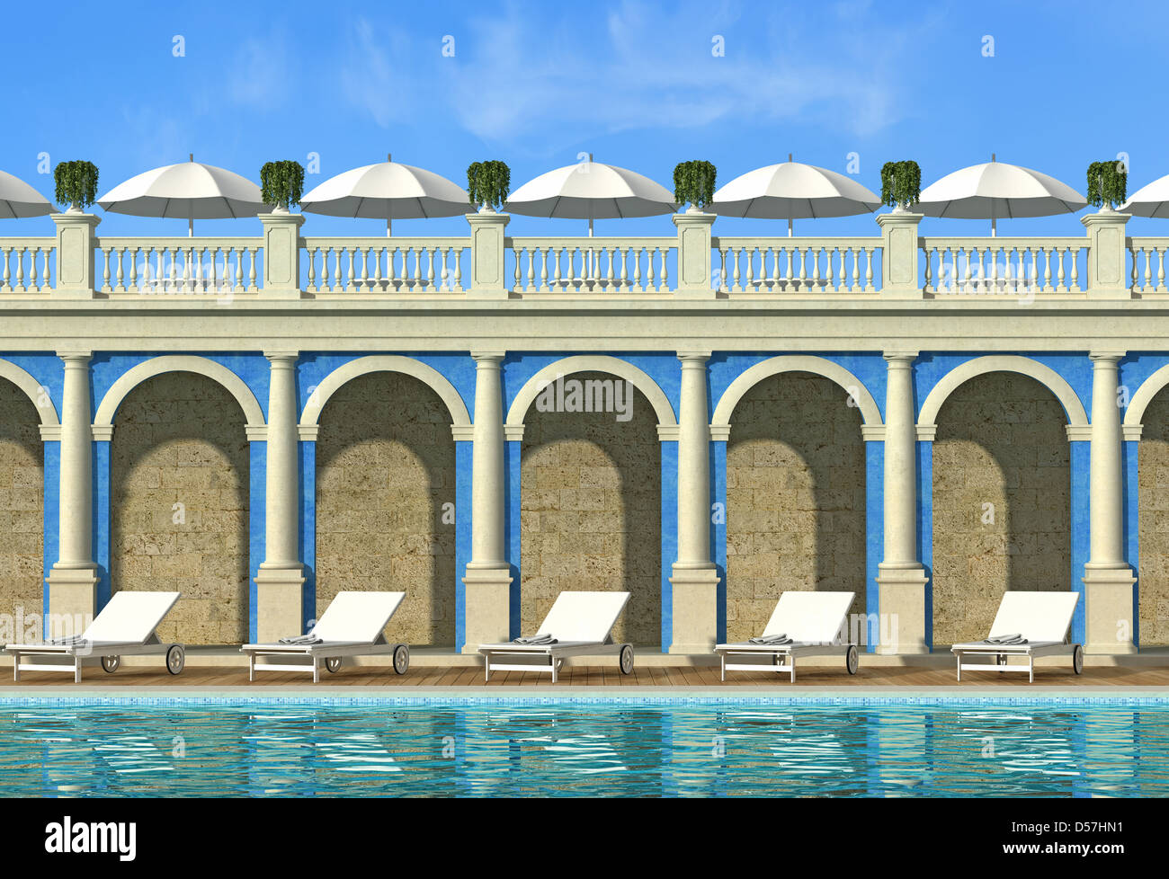 Luxury resort with swimming pool in a ancient location - rendering ...
