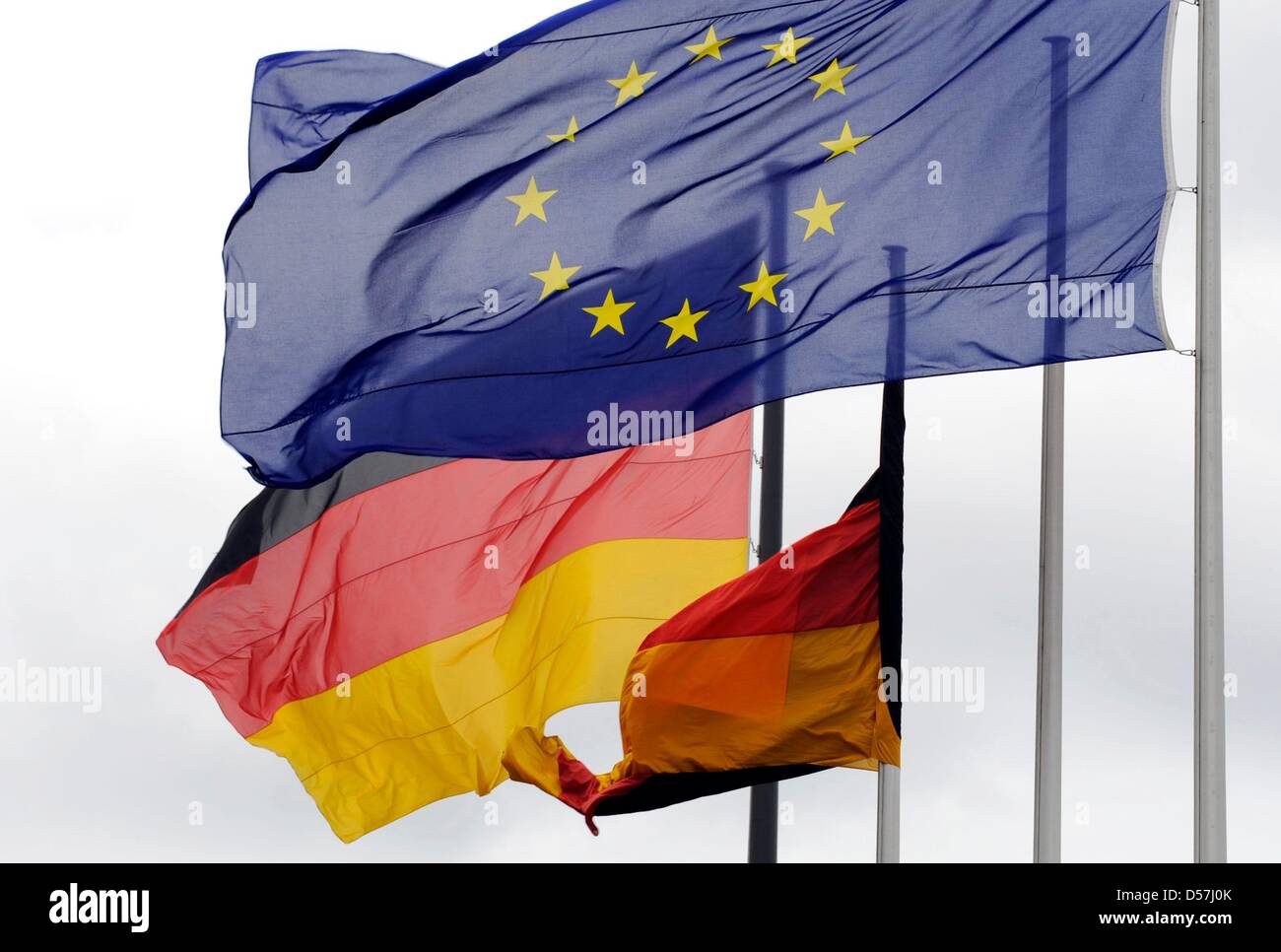 Germany's and Europe's flags blow in front of German Bundestag in ...