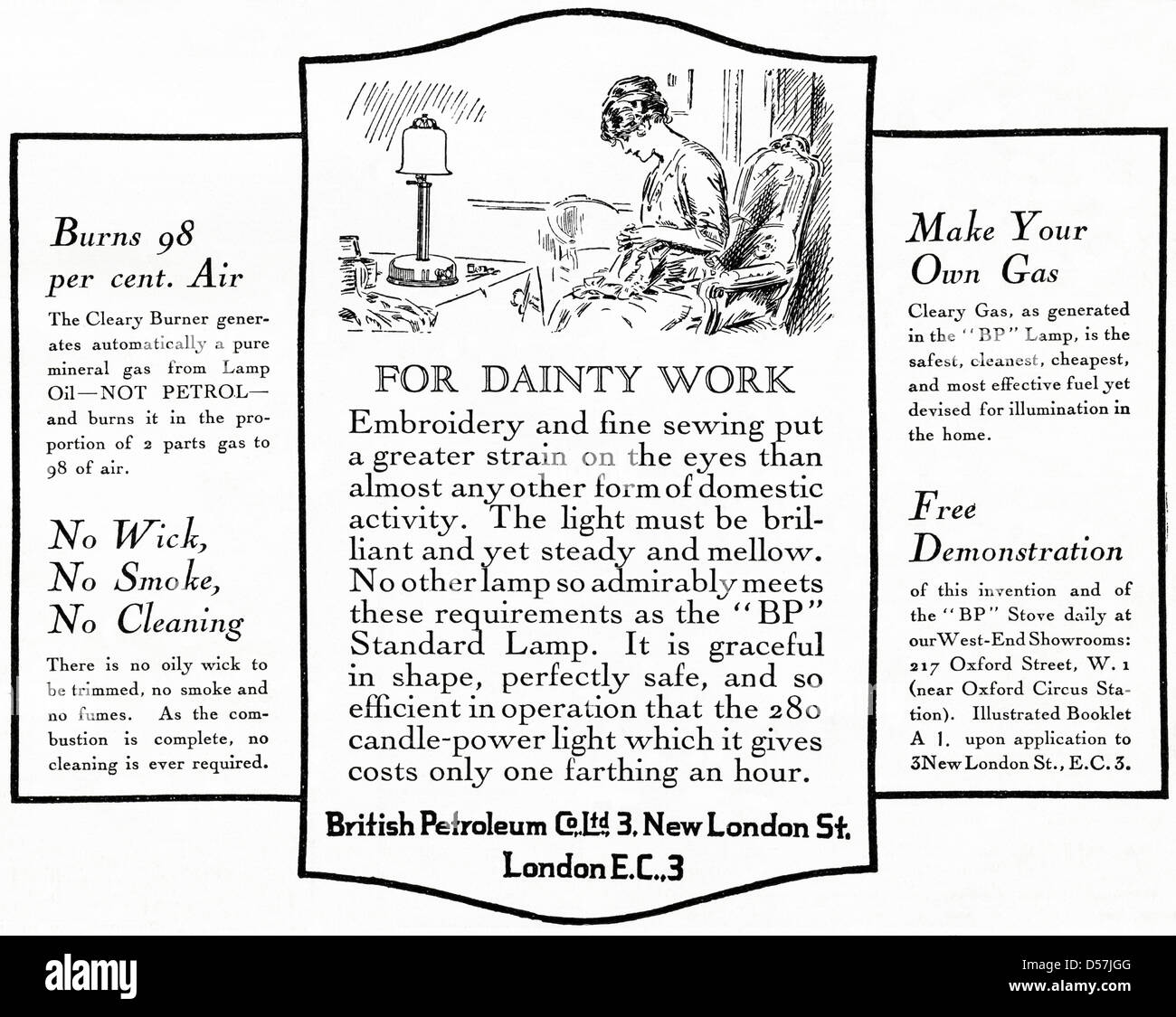 Advert advertising BP British Petroleum Oil Lamp. Original 1920s era ...