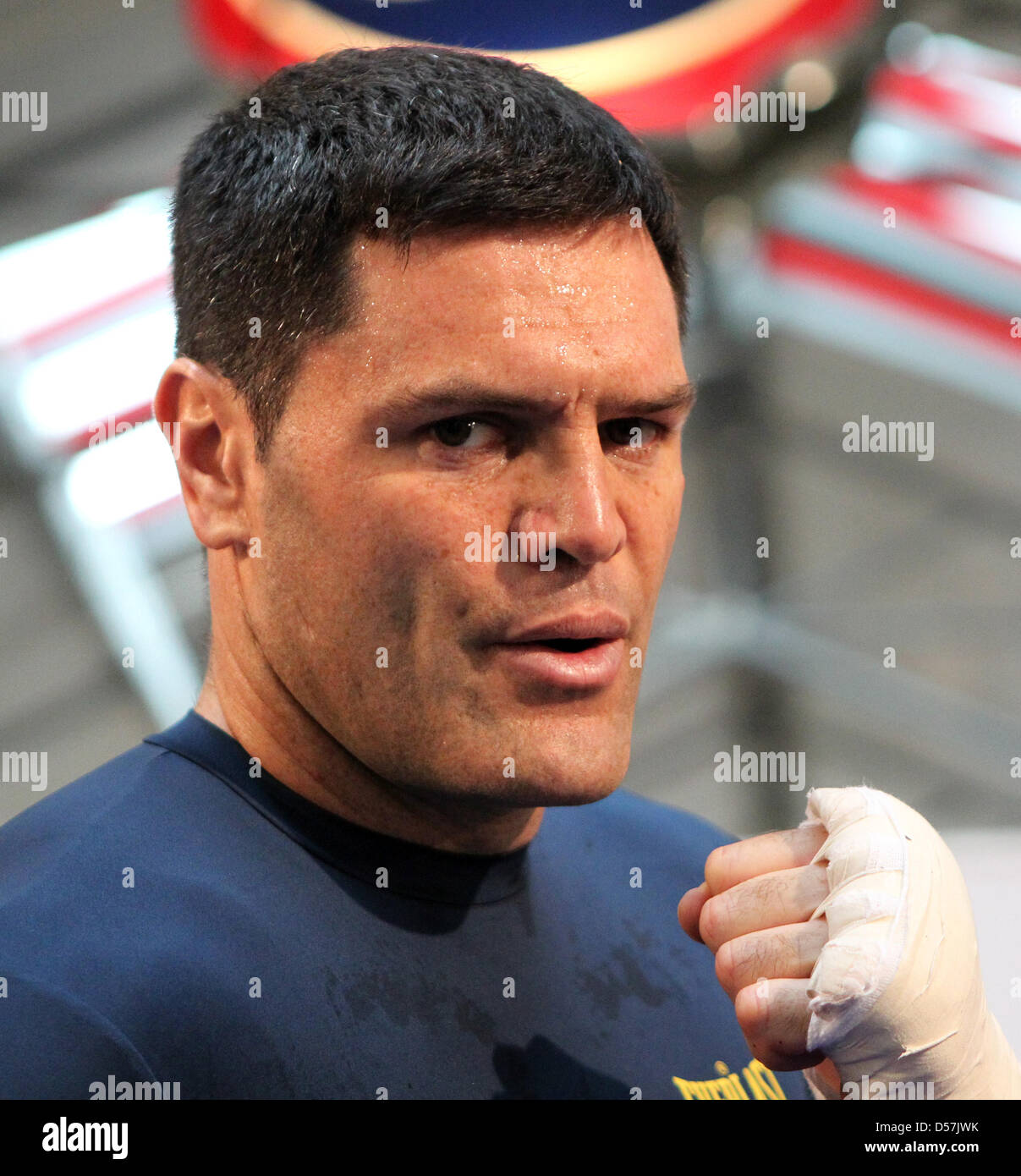 Australian heavyweight boxer Kali Meehan poses during a public training ...