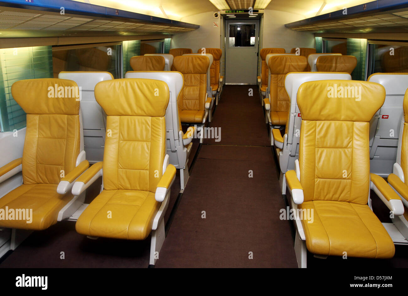 The seats of the Maglev high-speed train pictured in Shanghai, China ...
