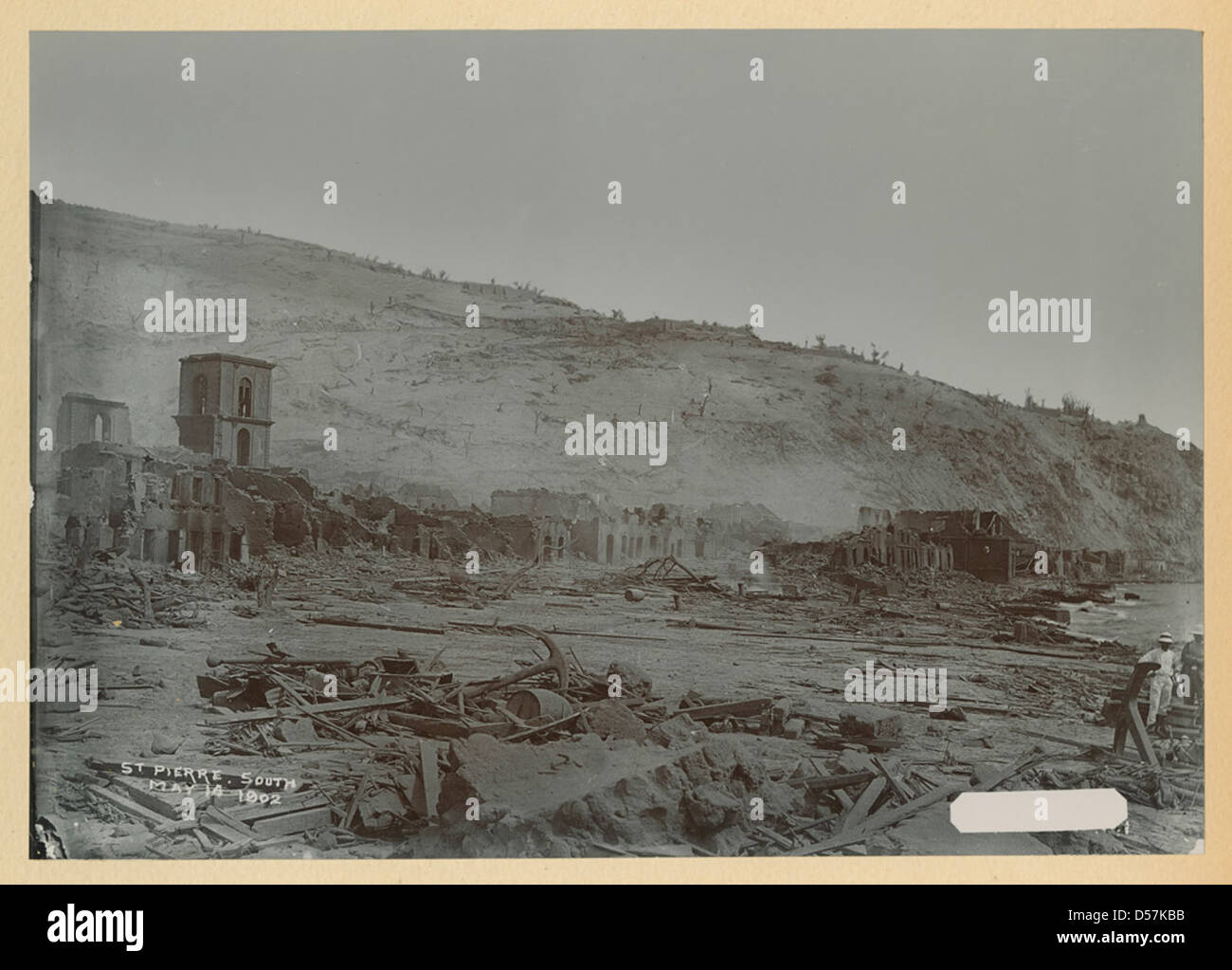 A historical photograph of the eruption of Mt. Pelee in 1902, taken ...