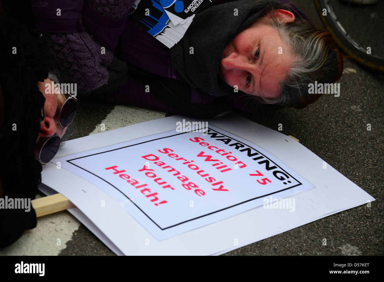 a protesters laid in the middle of the road blocking traffic Stock ...