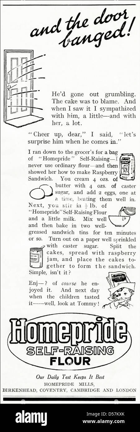 Advert advertising Homepride Self-Raising Flour. Original 1920s era ...