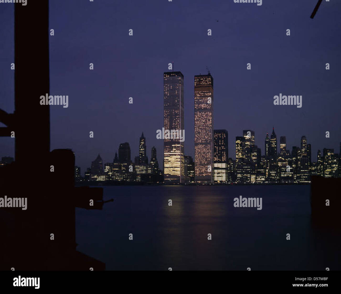 This striking nighttime photograph captures the World Trade Center ...