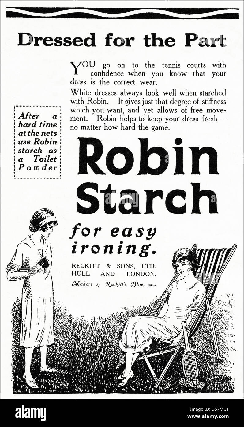Advert advertising Robin Starch by Reckitt & Sons. Original 1920s era ...