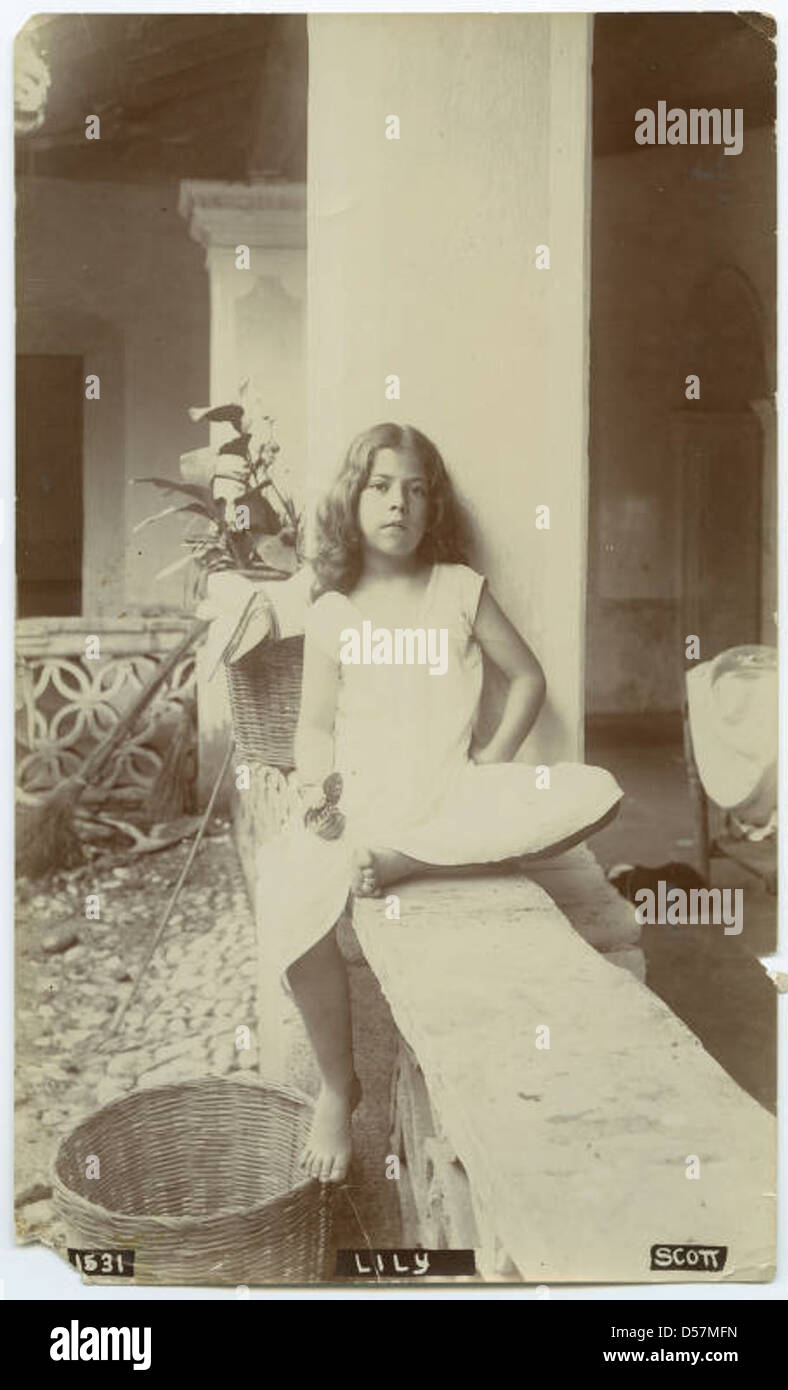 A photograph of Mexican girls, possibly from a rural community, dressed ...