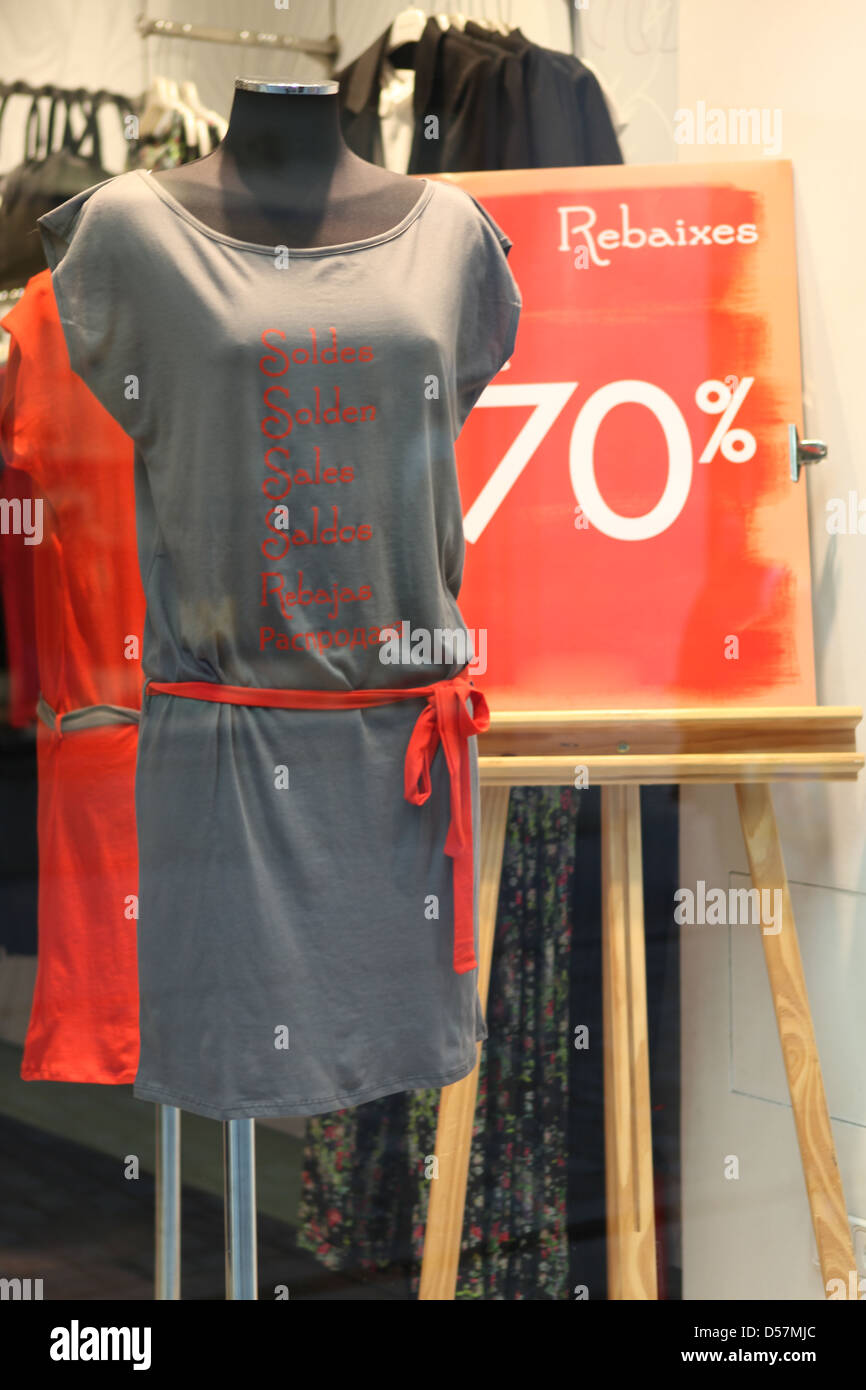 Window display with text "Sale Stock Photo - Alamy