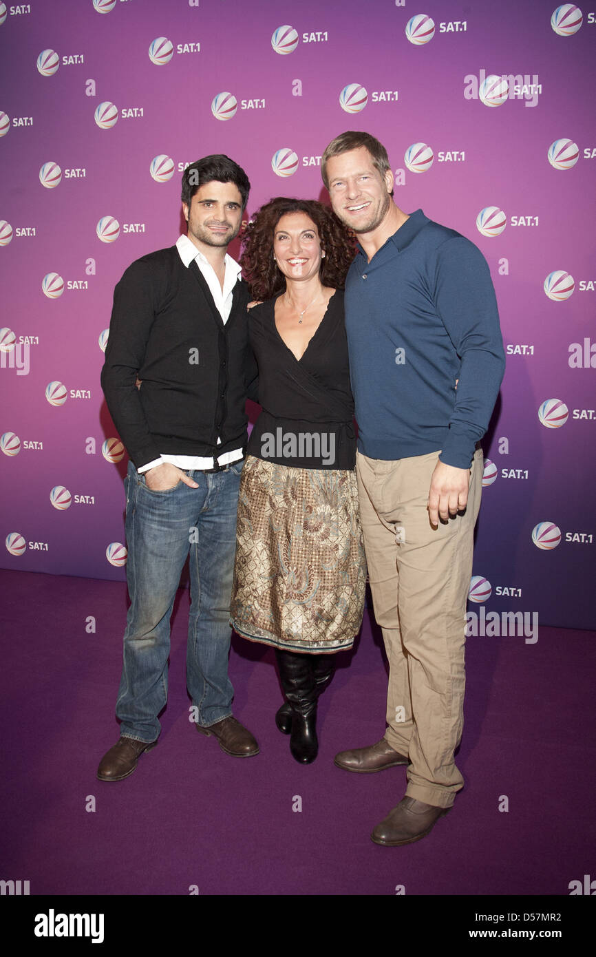 Maximilian Grill, Proschat Madani, Henning Baum at a SAT.1 TV programm ...