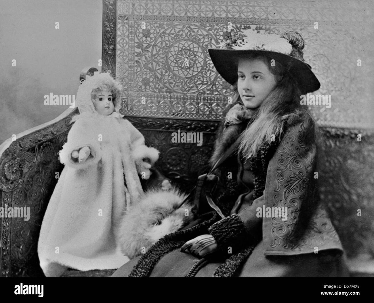 A photograph of Miss Mongeon with a doll in Montreal, Quebec, taken in ...