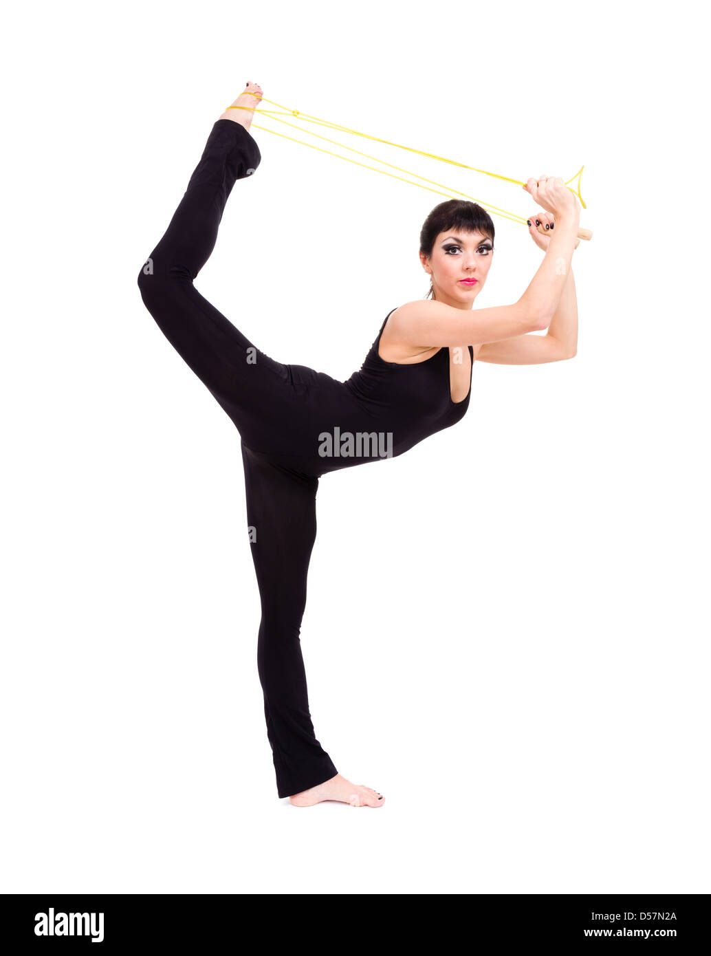 athlete woman doing stretching with skipping rope Stock Photo - Alamy